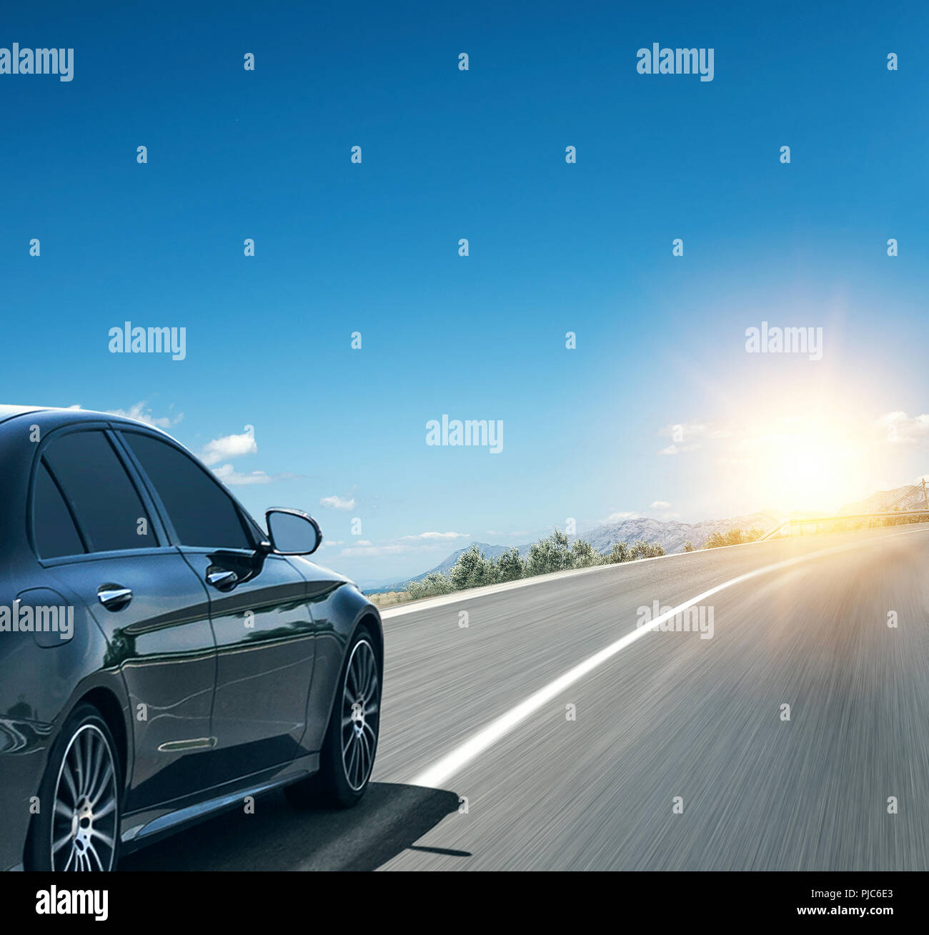 Car with sun drive hi-res stock photography and images - Alamy
