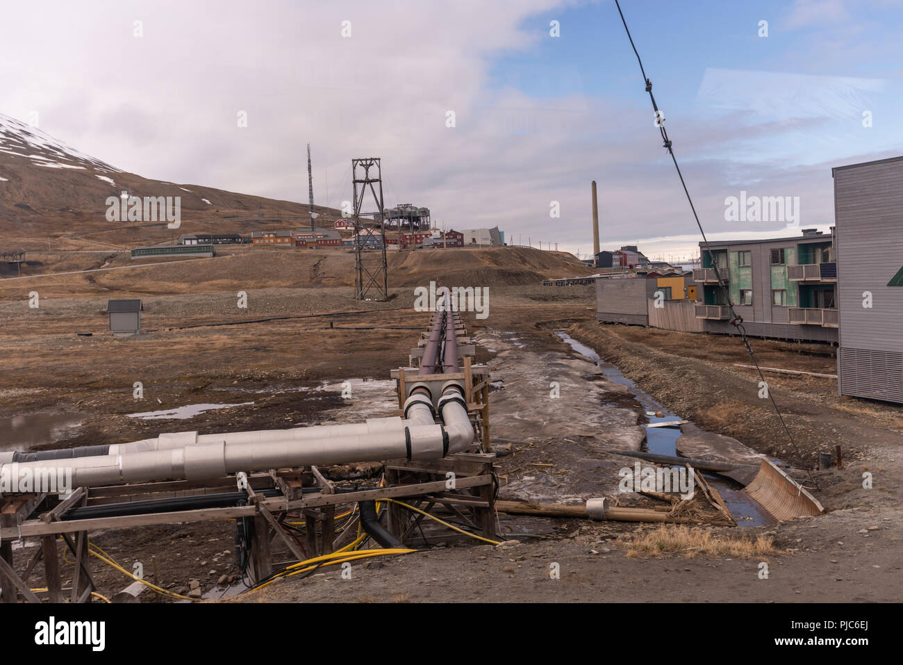 Above ground pipes in Longyearbyen, Svalbard, Norway Stock Photo - Alamy