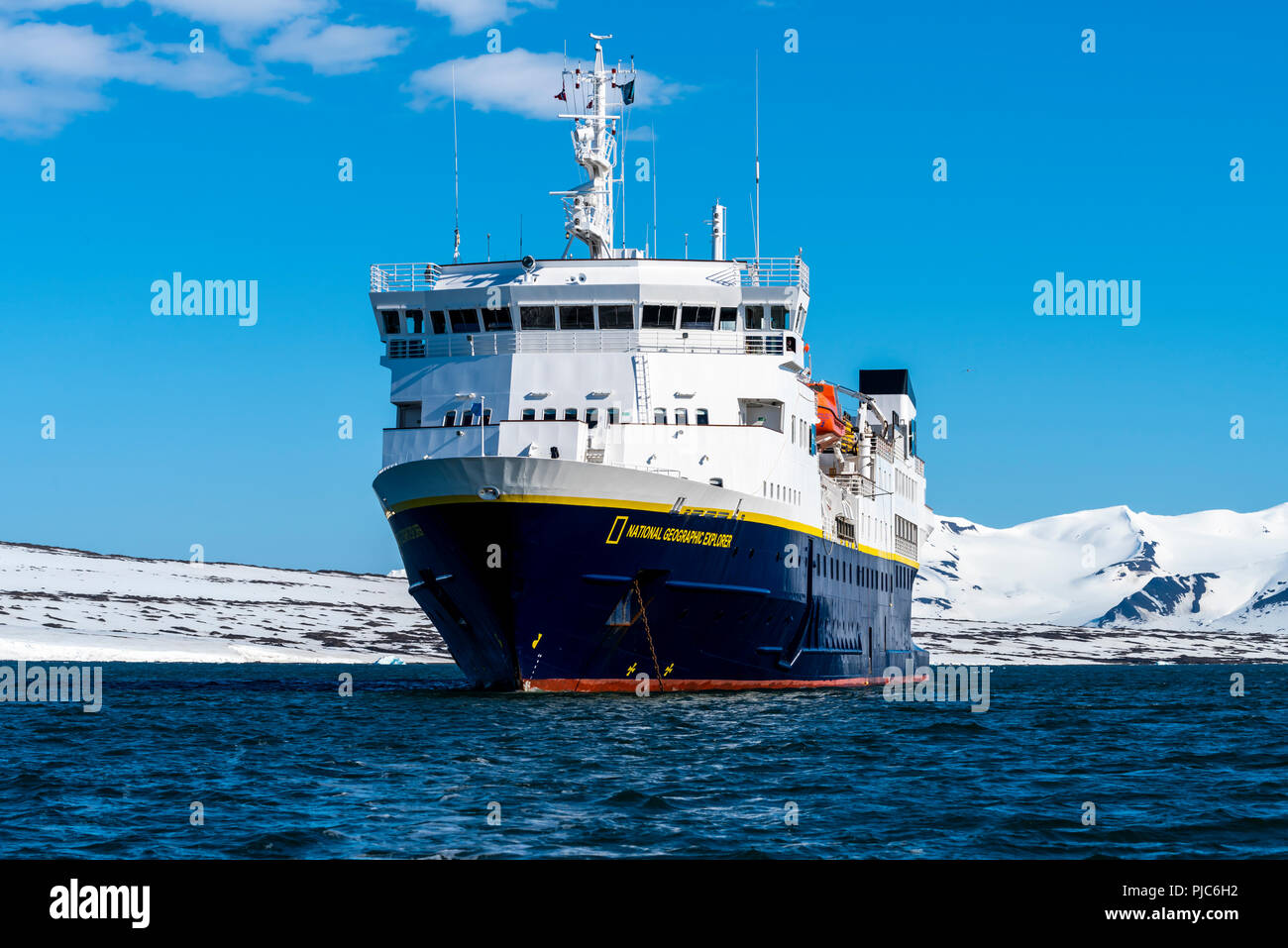 The Lindblad M/S National Geographic Explorer at anchor in arctic ...