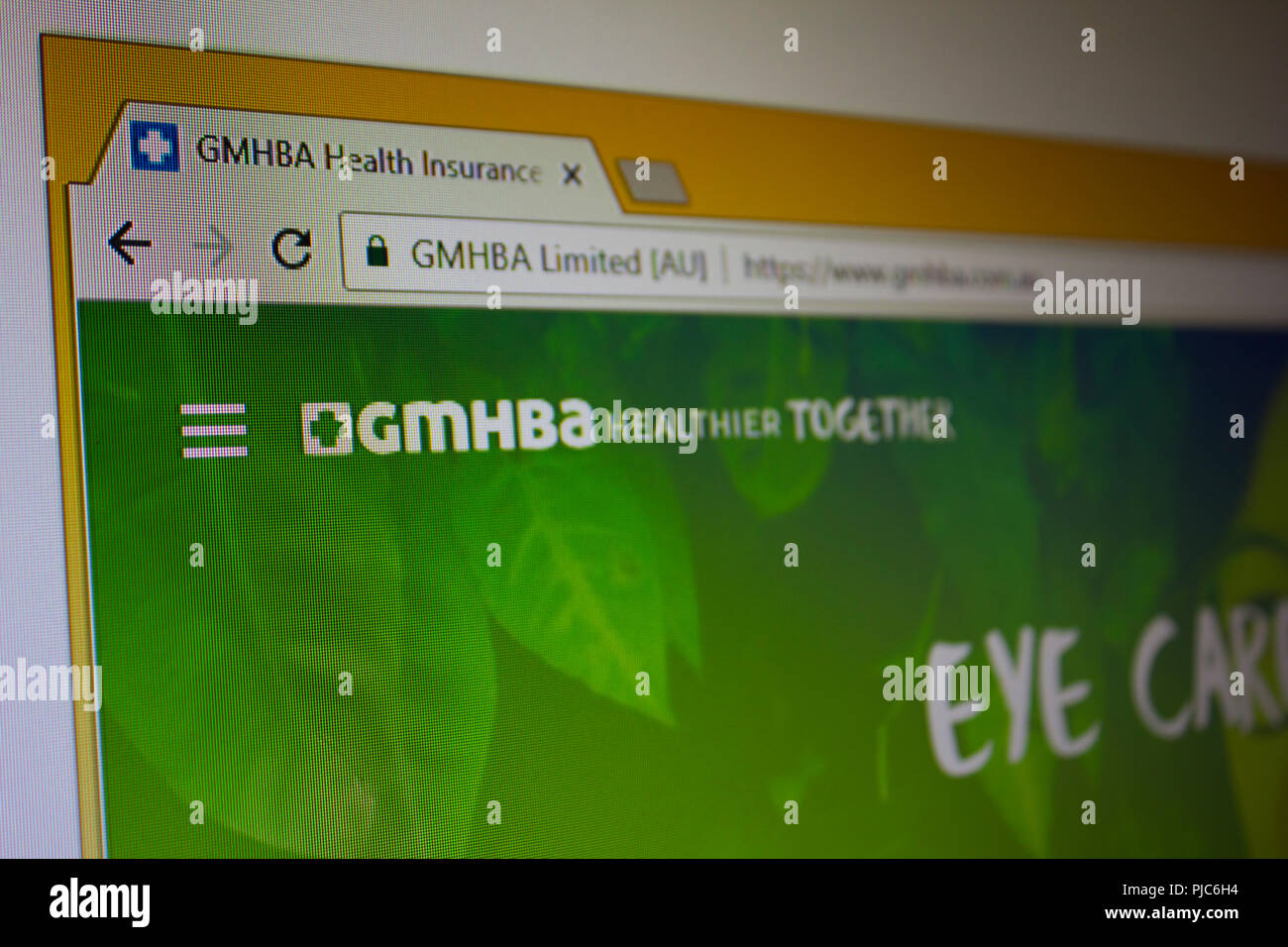 GMHBA Limited Website Homepage Stock Photo - Alamy