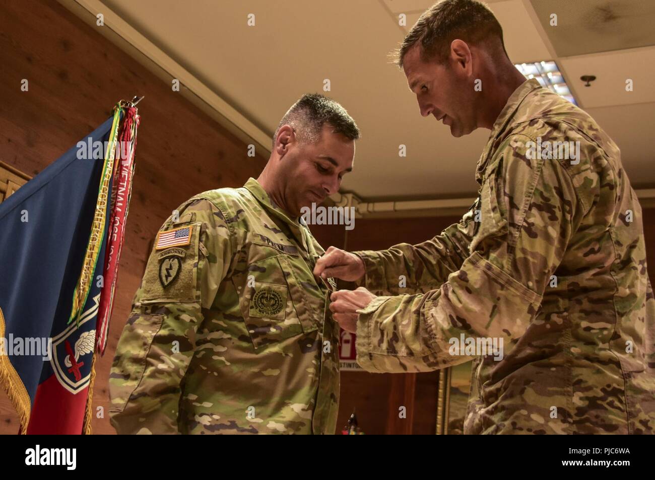 Michael Palm is promoted to Command Sergeant Major by 173rd Airborne Brigade Commander, COL ...
