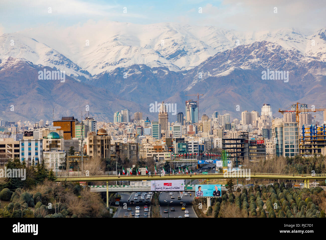 Islamic Republic of Iran. Tehran. City center and mountainous ...