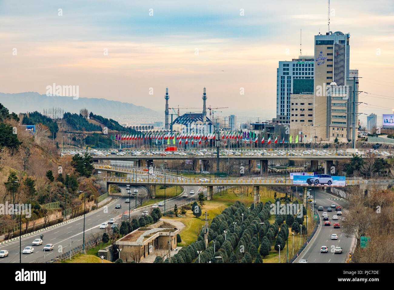 Islamic Republic of Iran. Tehran. City center and mountainous ...