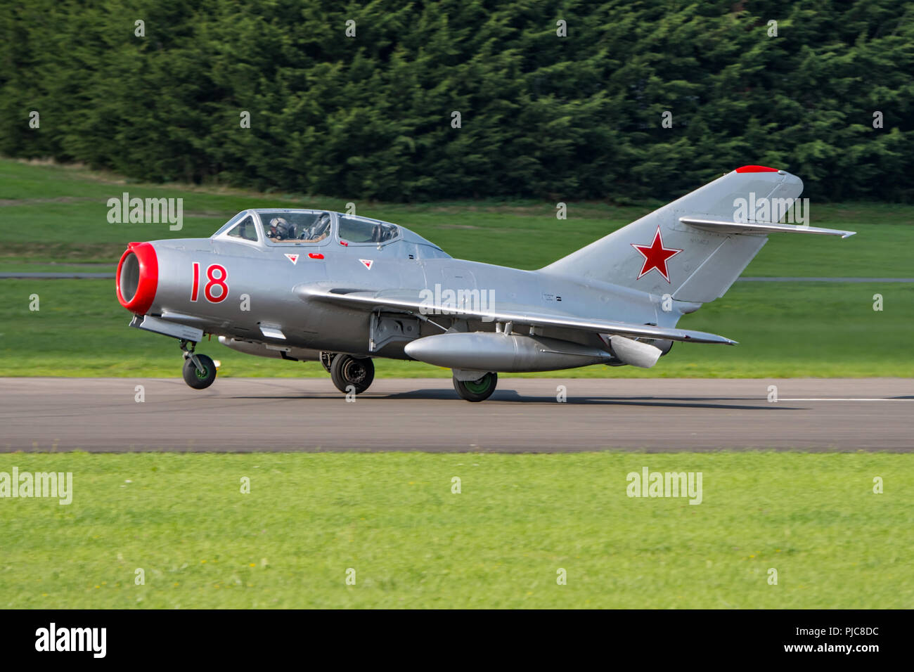 Norwegian Historical Squadron MiG-15 fighter/ trainer aircraft landing ...