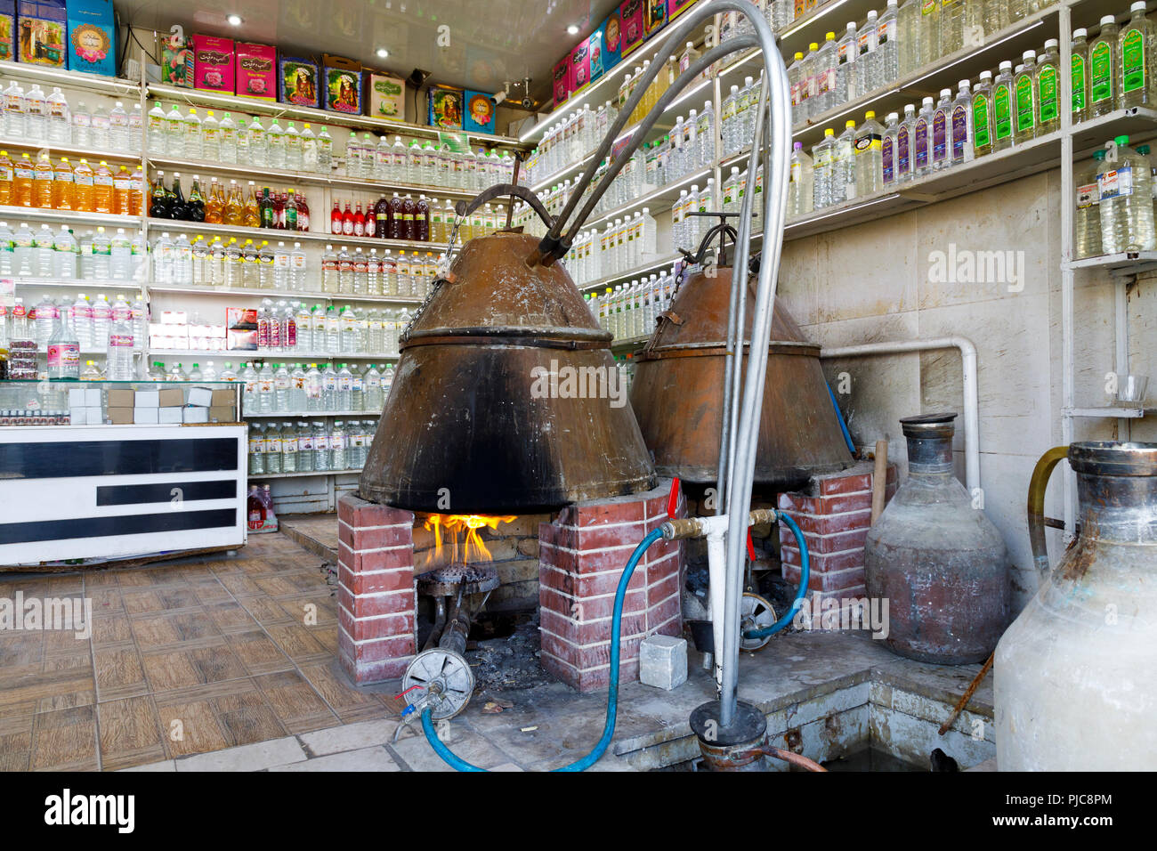 Islamic Republic of Iran. Isfahan, Kashan. Distillery of Rose water and ...