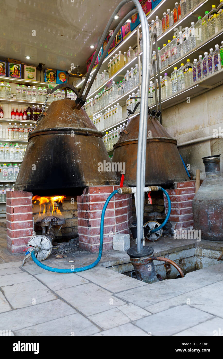 Islamic Republic of Iran. Isfahan, Kashan. Distillery of Rose water and ...