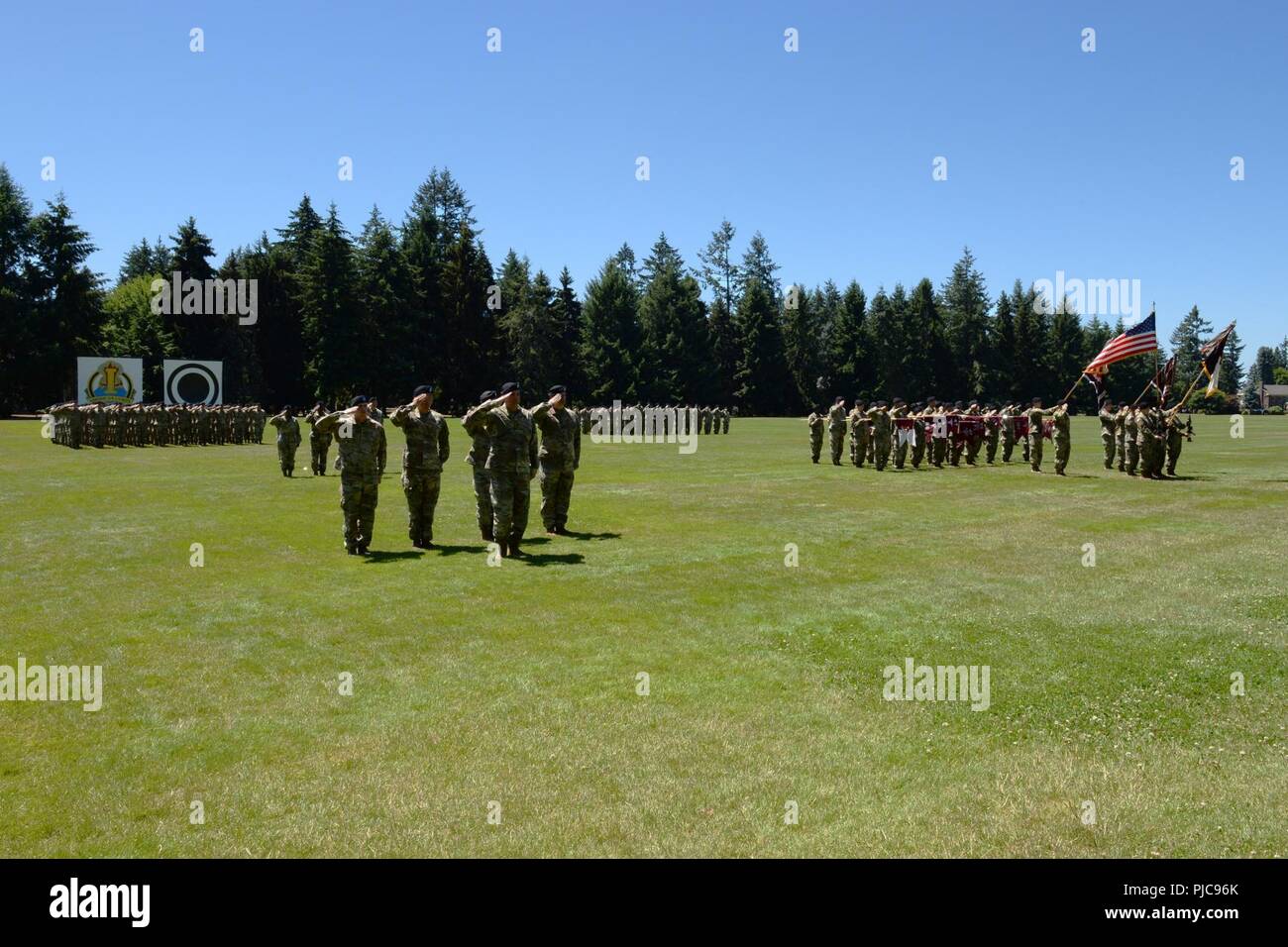 The 62nd Medical Brigade formation renders salutes during "America's ...