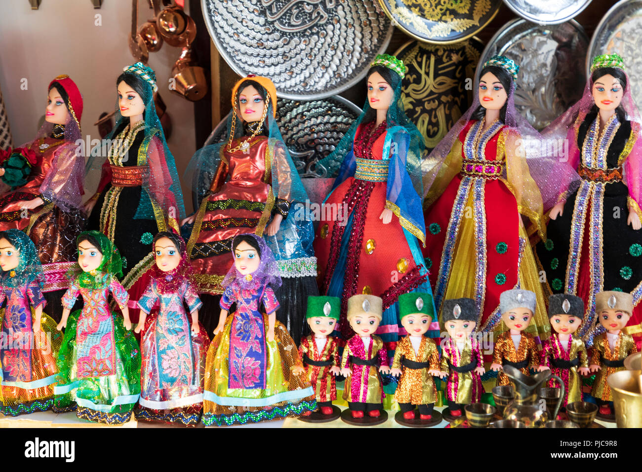 Islamic Republic of Iran. Isfahan. Retail display of souvenir dolls ...