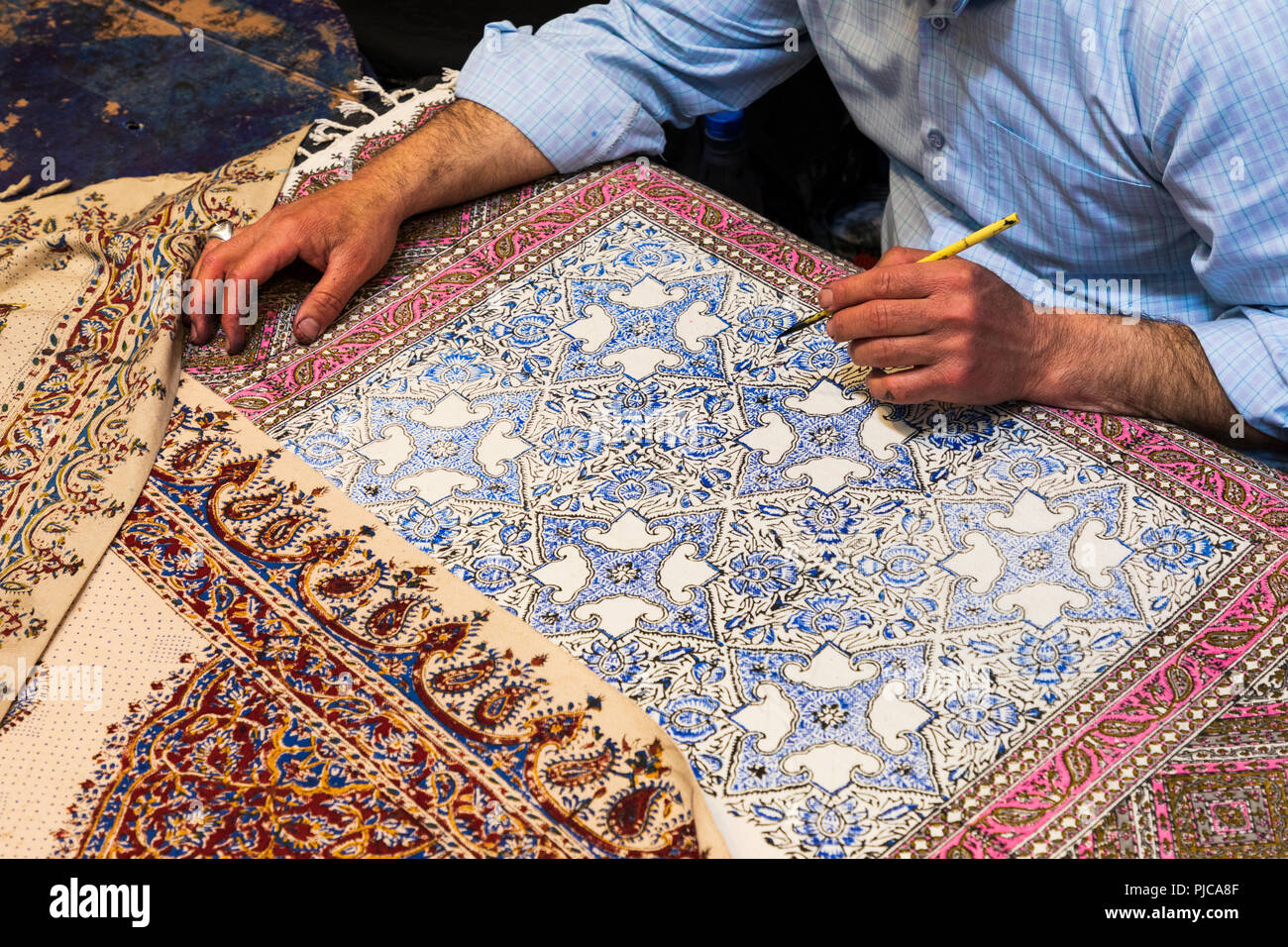 Islamic Republic of Iran. Isfahan. Demonstration of hand decorated ...