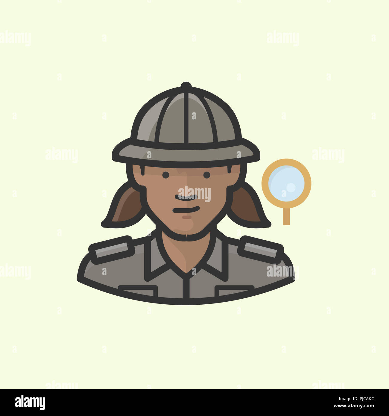 African female explorer with magnifying glass Stock Photo - Alamy