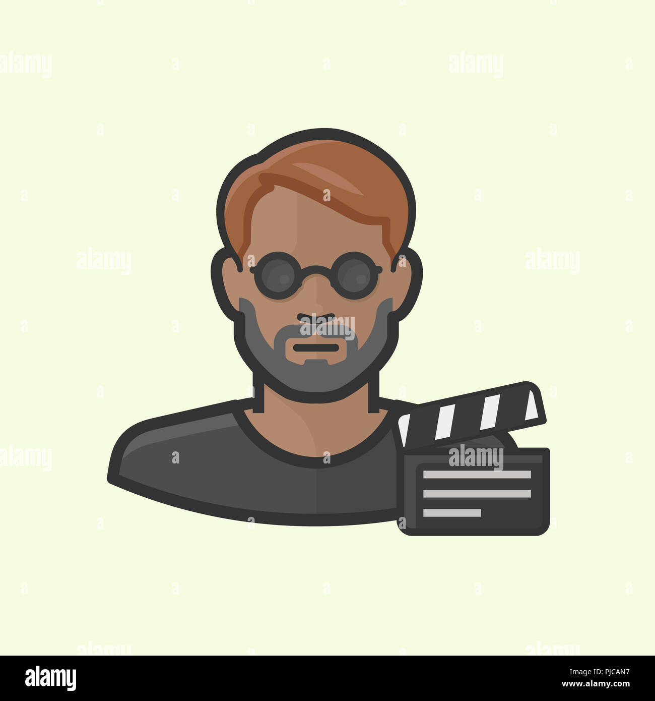 African director with beard, sunglasses and clap board Stock Photo - Alamy