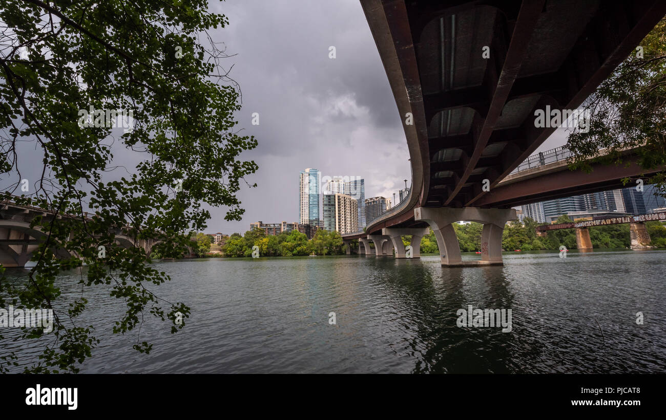 View of Multiple Bridges With Austin Skyscrapers in the Background ...