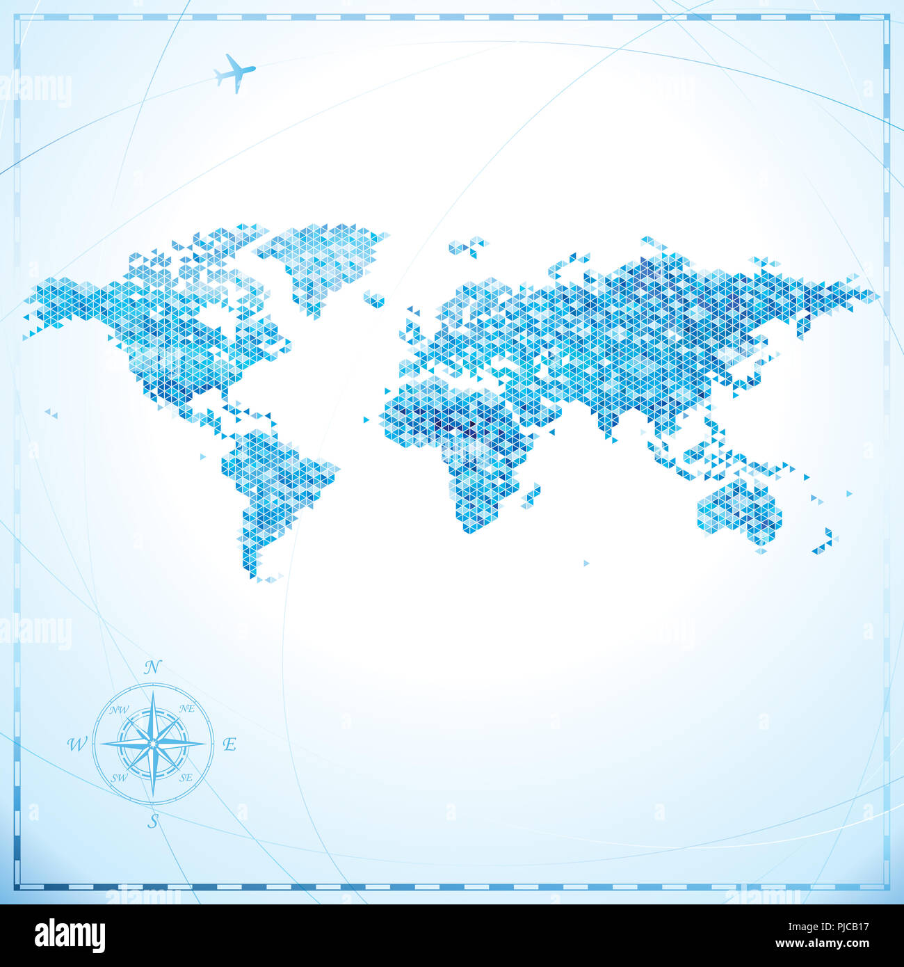 Geometric pixel shape World map background Stock Photo - Alamy