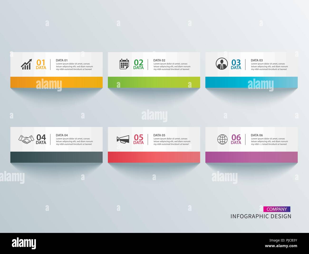 Infographics tab in horizontal paper index with 6 data template. Vector ...