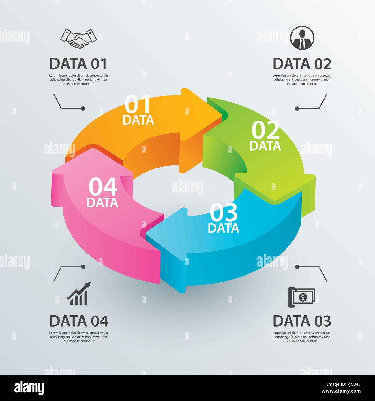 Business circle arrows infographic template with 4 data. Can be used ...