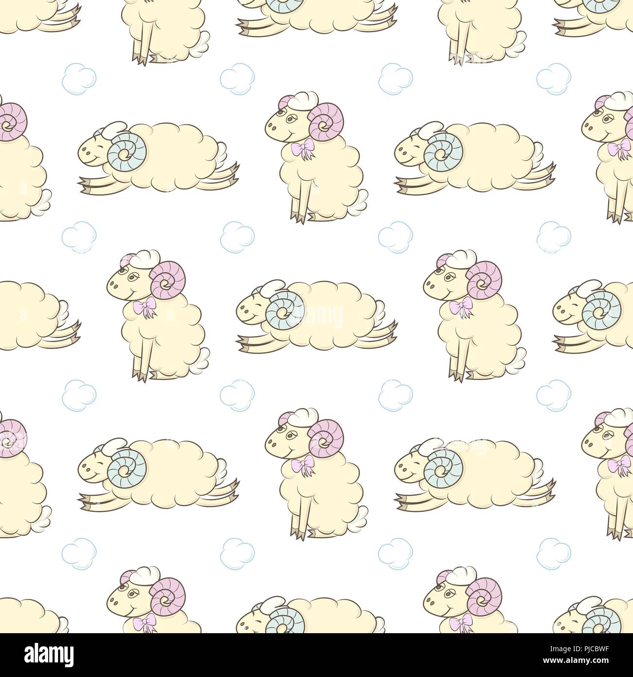 Cartoon sheep seamless Wallpaper. Vector illustration. Pattern ...