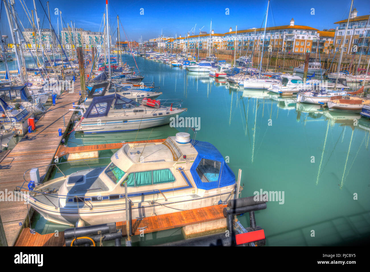 Brighton marina and harbour boats and yachts East Sussex England UK ...