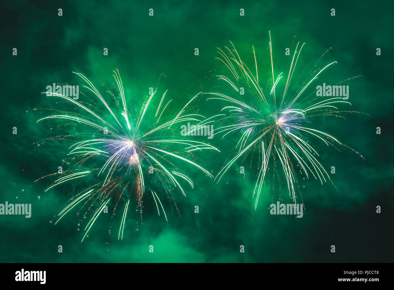 Blue And Green Fireworks