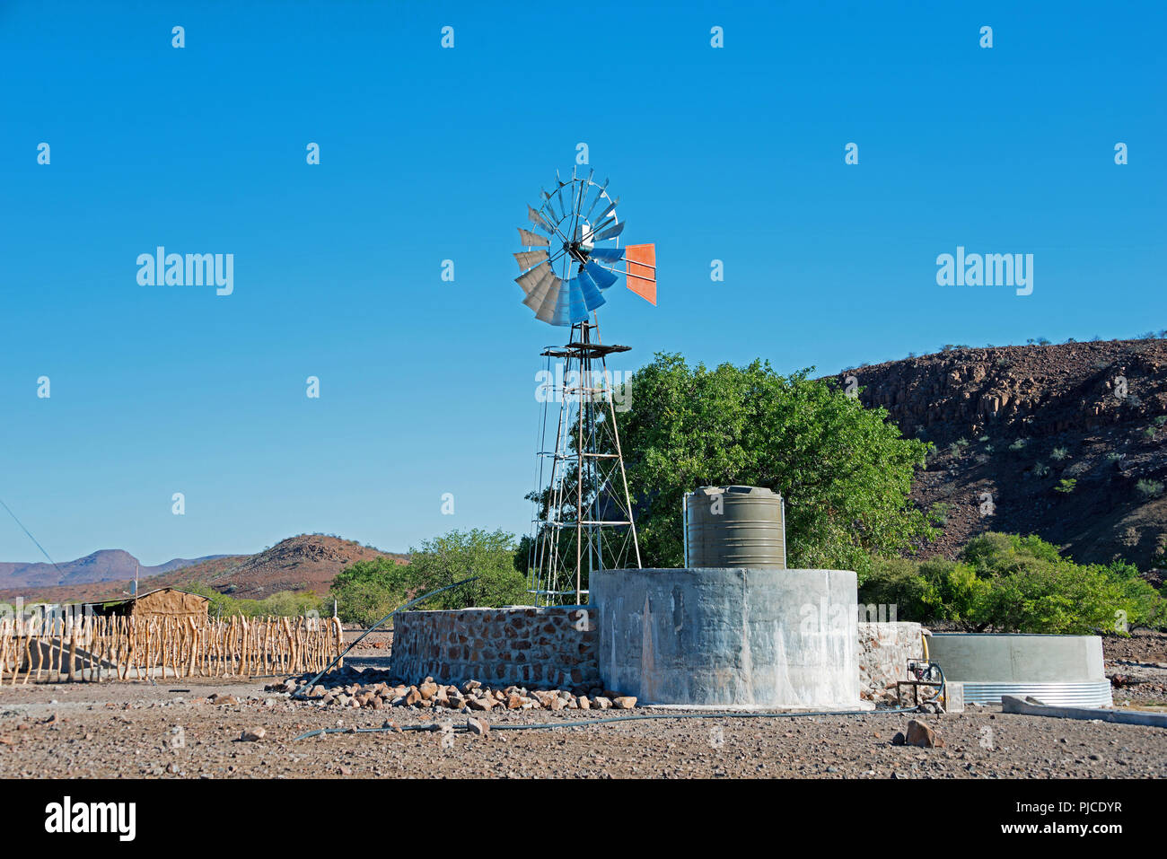 Wells, wind turbine, water supply, C43, to the south Palmwag ...