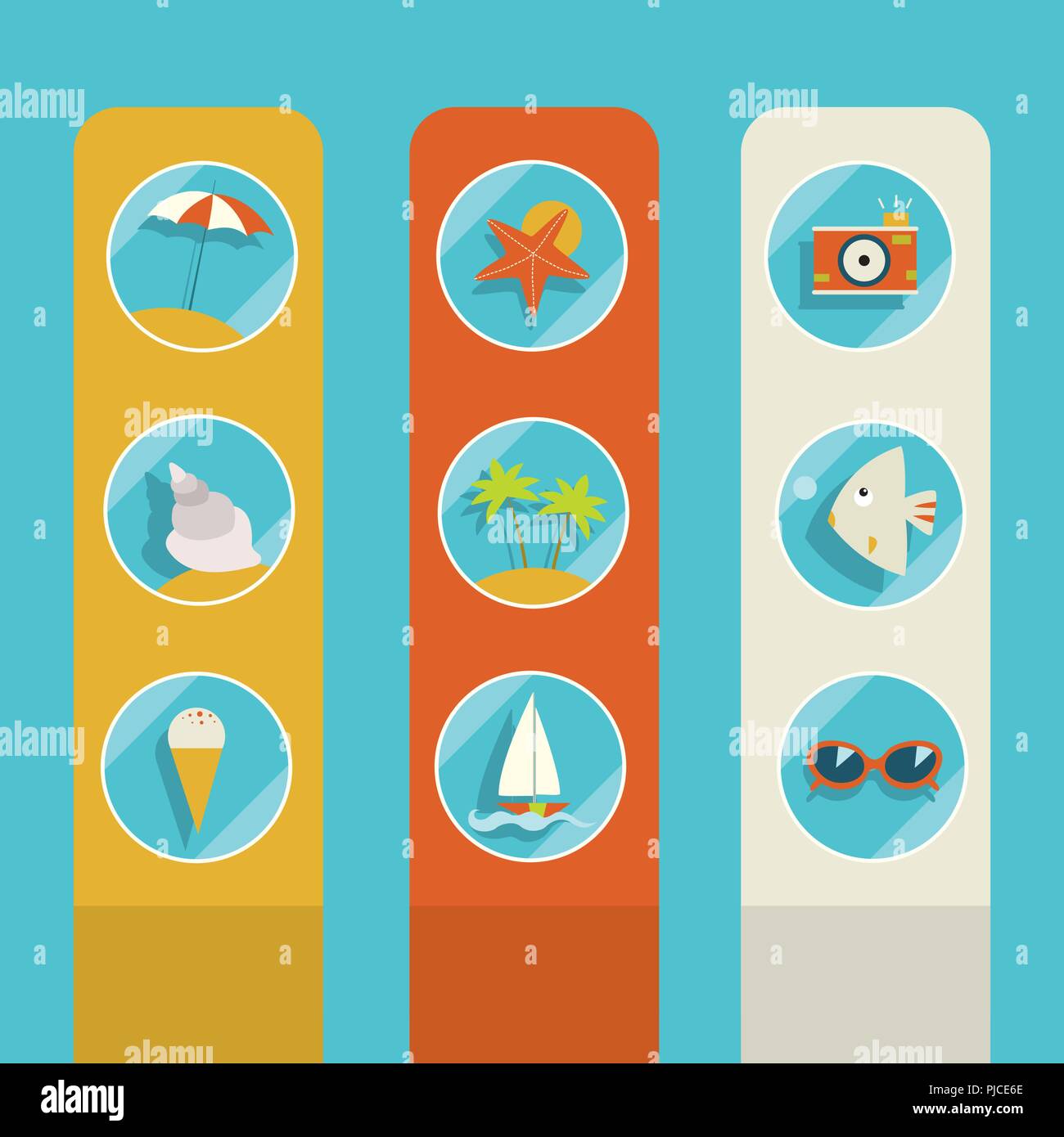 Set of summer elements. Summer holidays concept Stock Vector Image ...