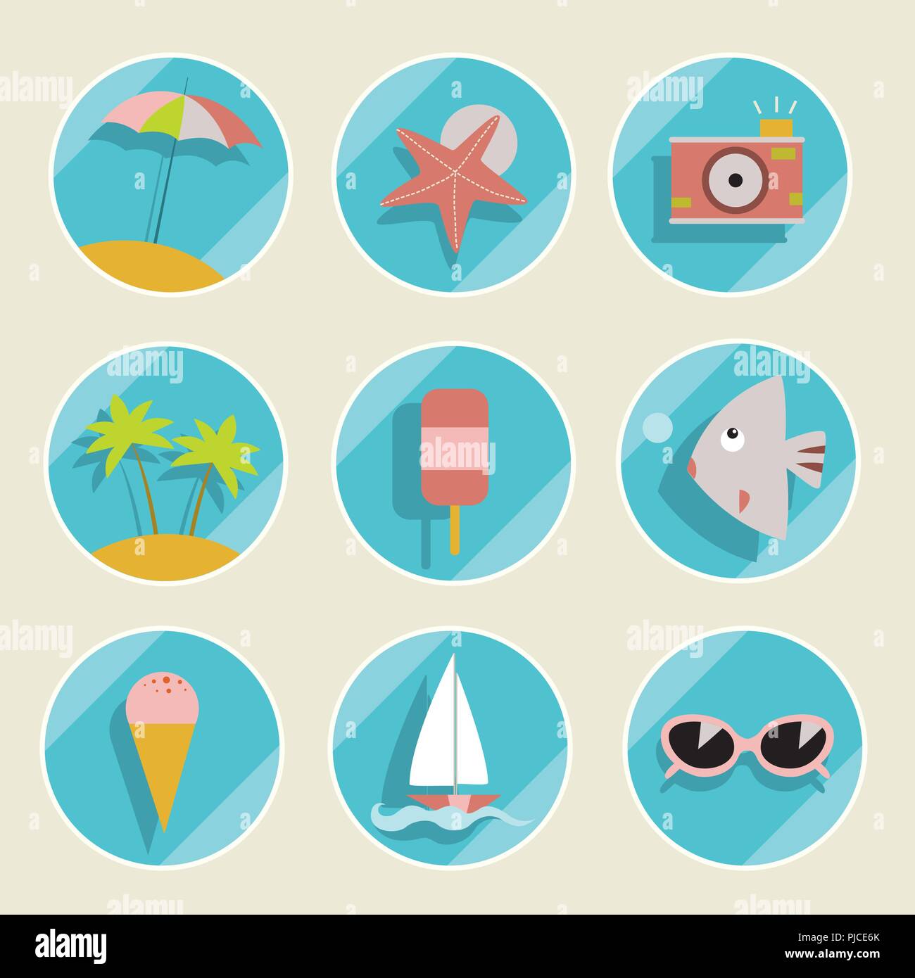 Set of summer elements. Summer holidays concept Stock Vector Image ...