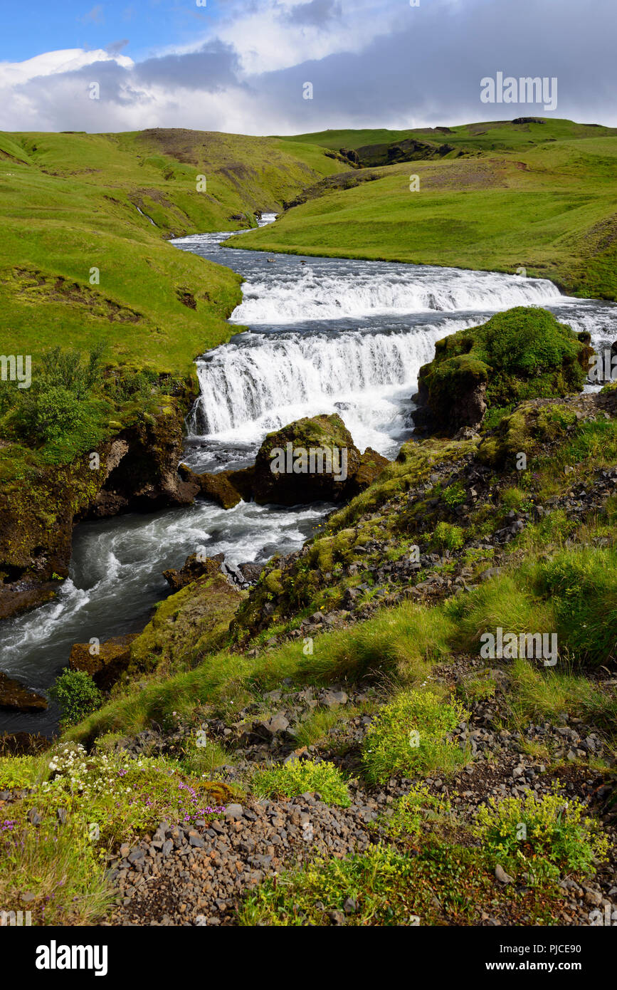 Waterfall, river Skoga, Iceland, river, Wasserfall, Fluss Skoga, Island ...
