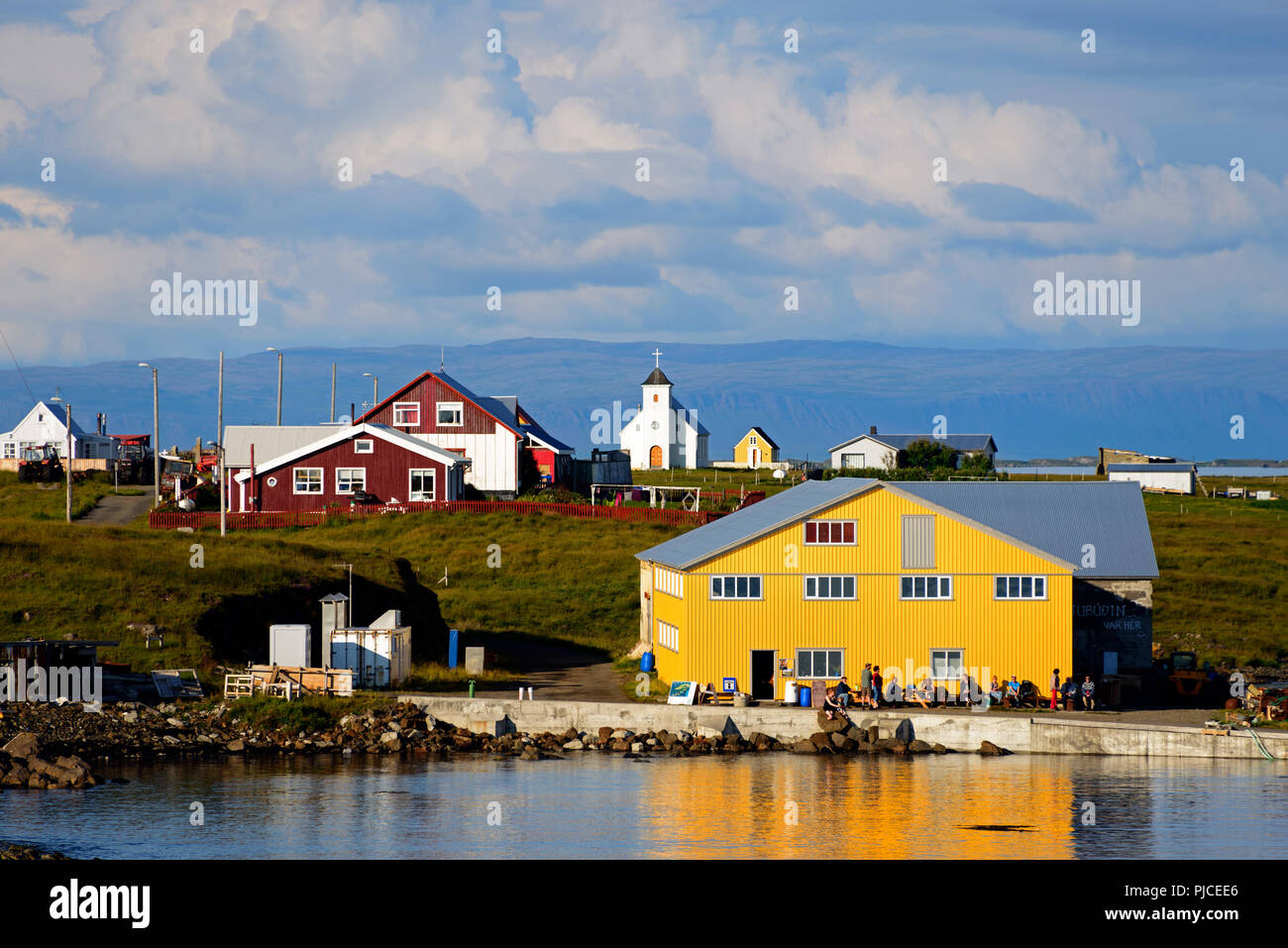 Iceland, island Flatey, harbour, fishing boats, Island, Insel Flatey ...
