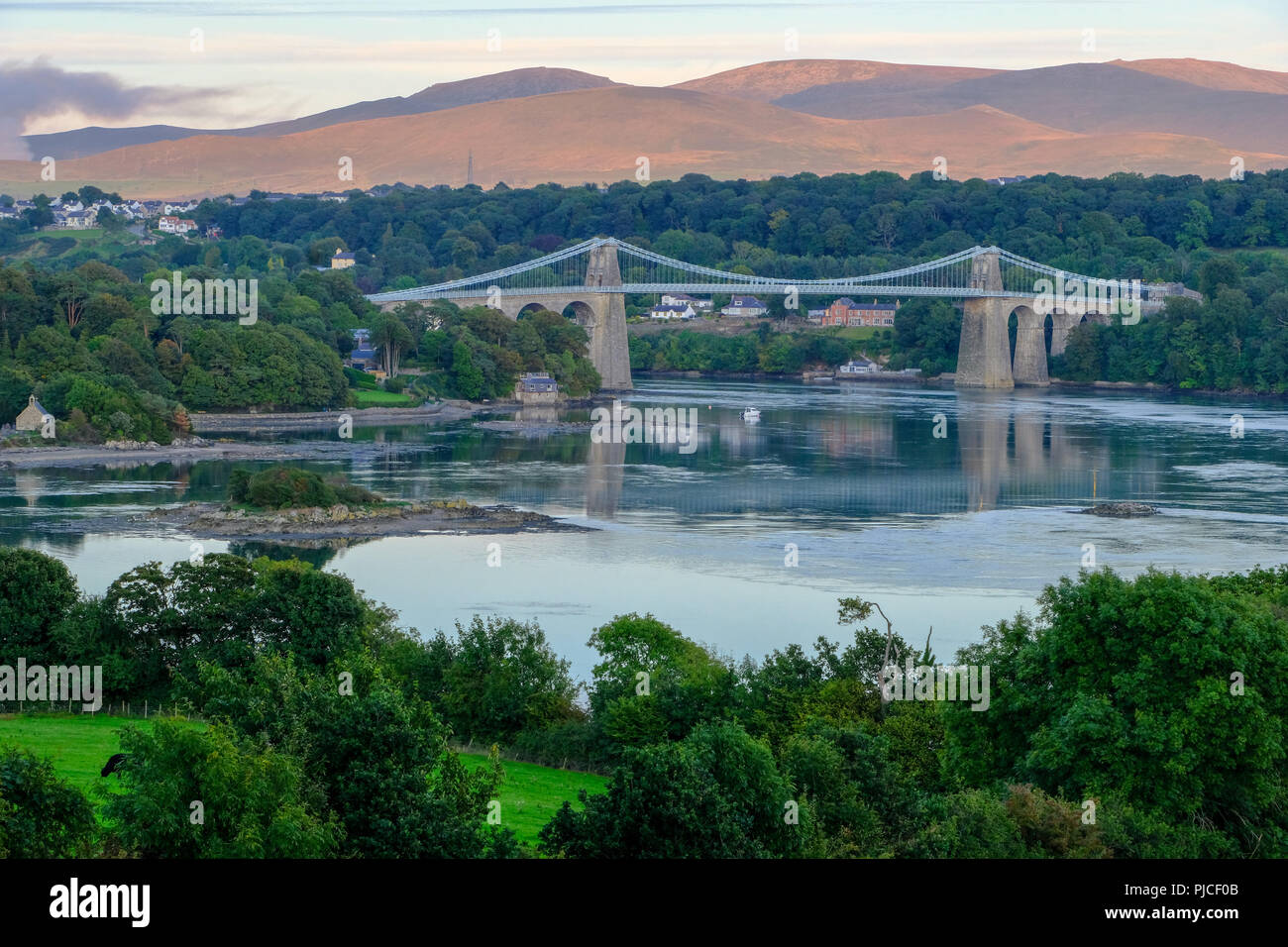 Menai Bridge across Menai straits Stock Photo - Alamy