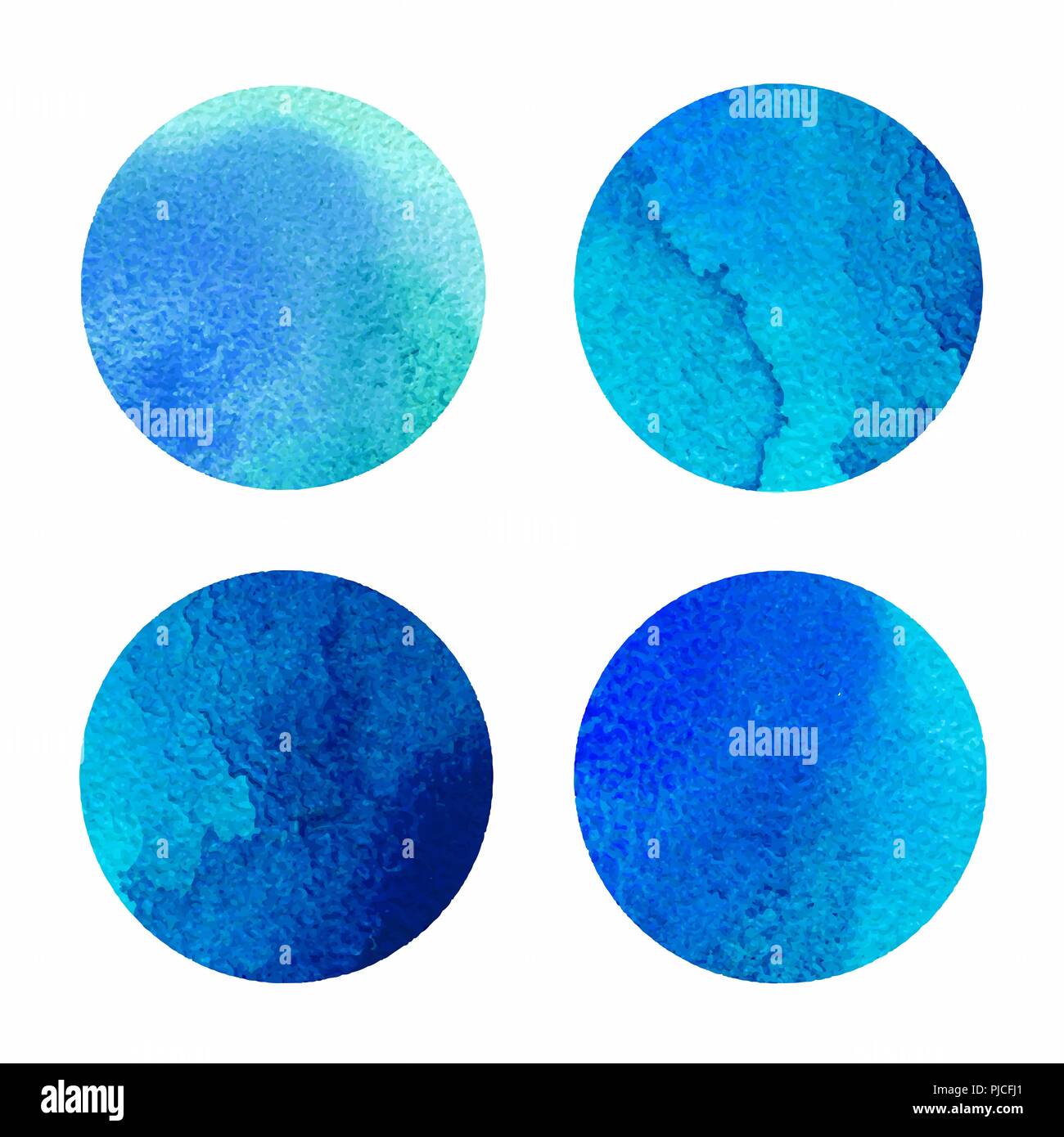 Vector watercolor circles, round shapes set isolated on white. Hand ...