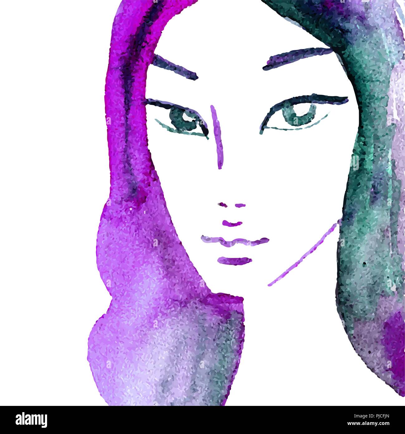 Watercolor girl. Unique, hand painted portrait. Fashion,beauty, fashion ...