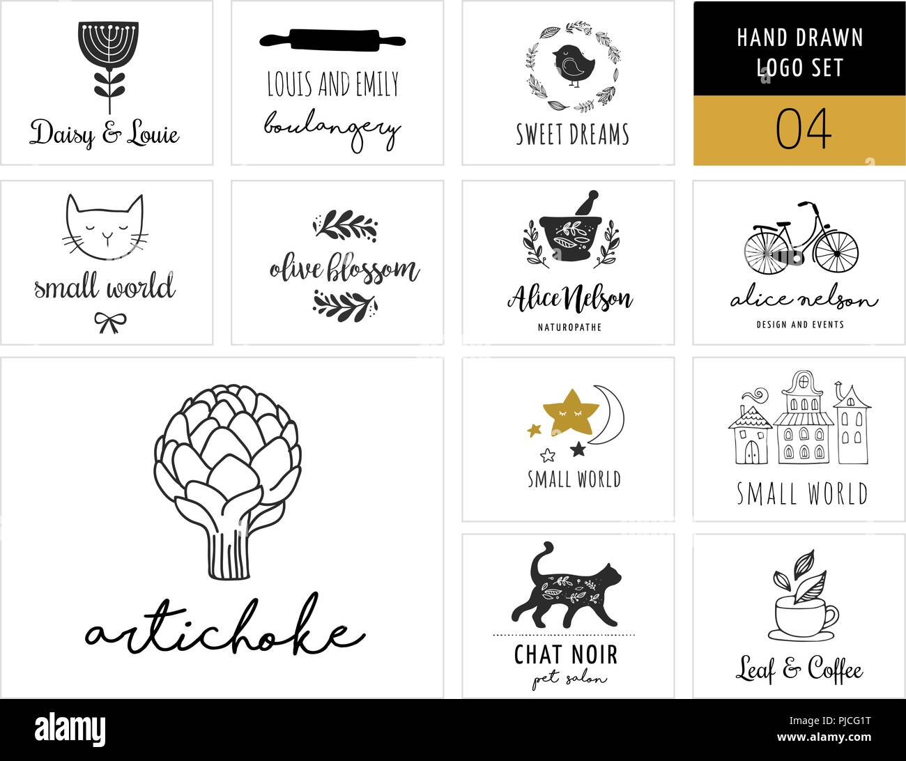 Simple and stylish collection of modern logos and illustrations Stock ...