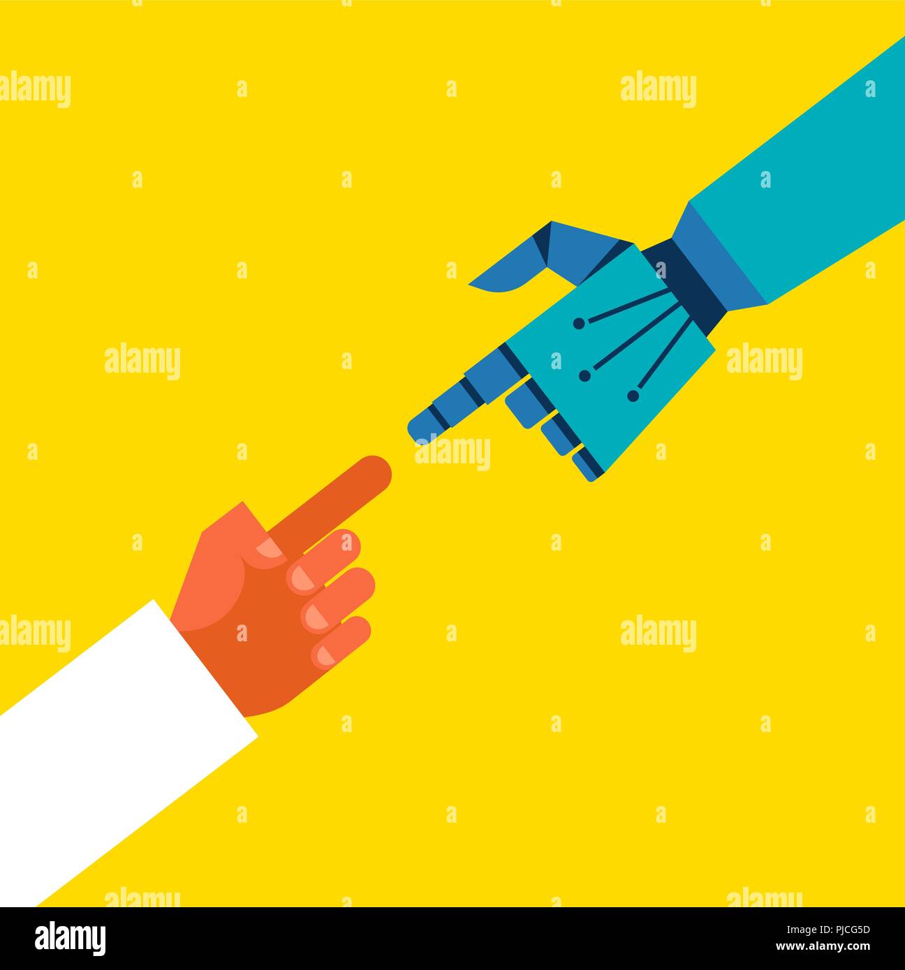 Robotic and human hands connection Stock Vector Image & Art - Alamy