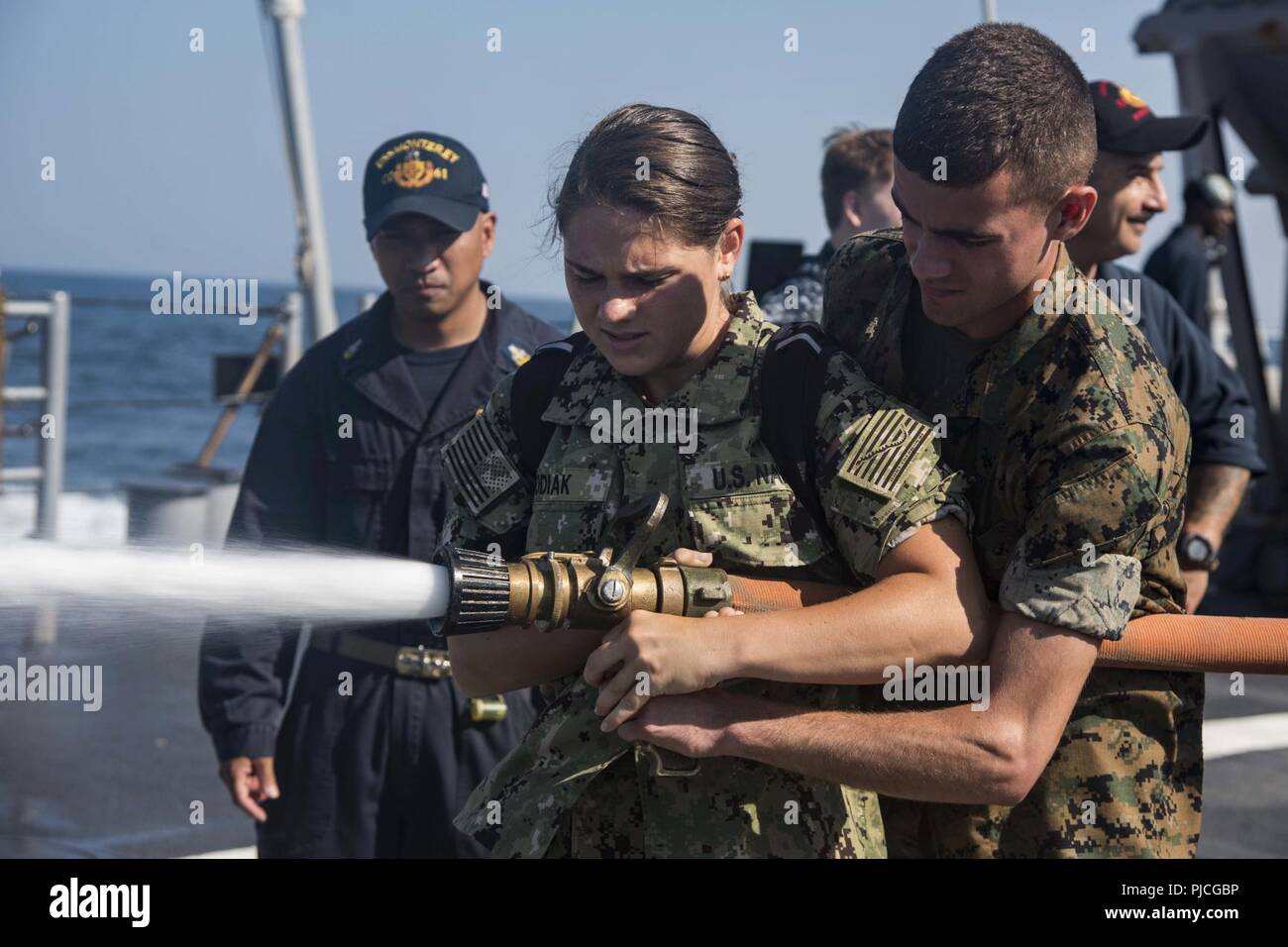 ATLANTIC OCEAN (July 17, 2018) Midshipman Claire Podiak, from Portage ...