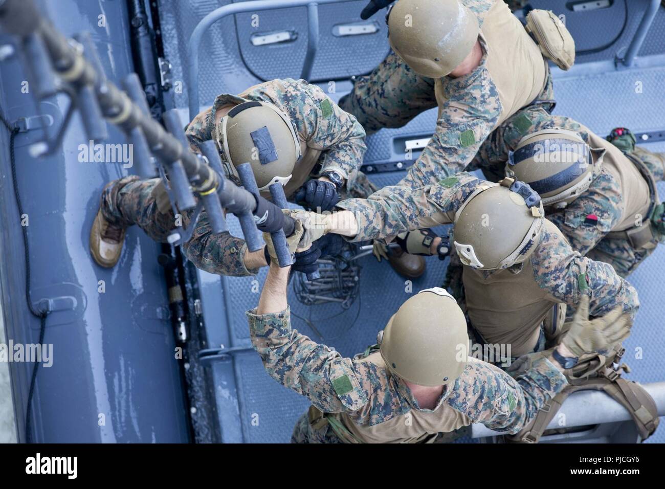 Marines with the Maritime Raid Force, 22nd Marine Expeditionary Unit ...