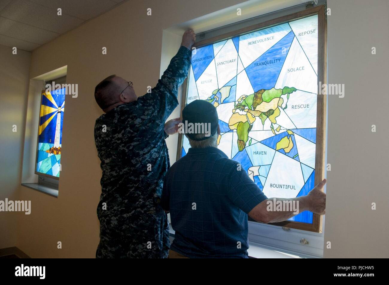 Stained glass window of the armed forces hi-res stock photography and ...