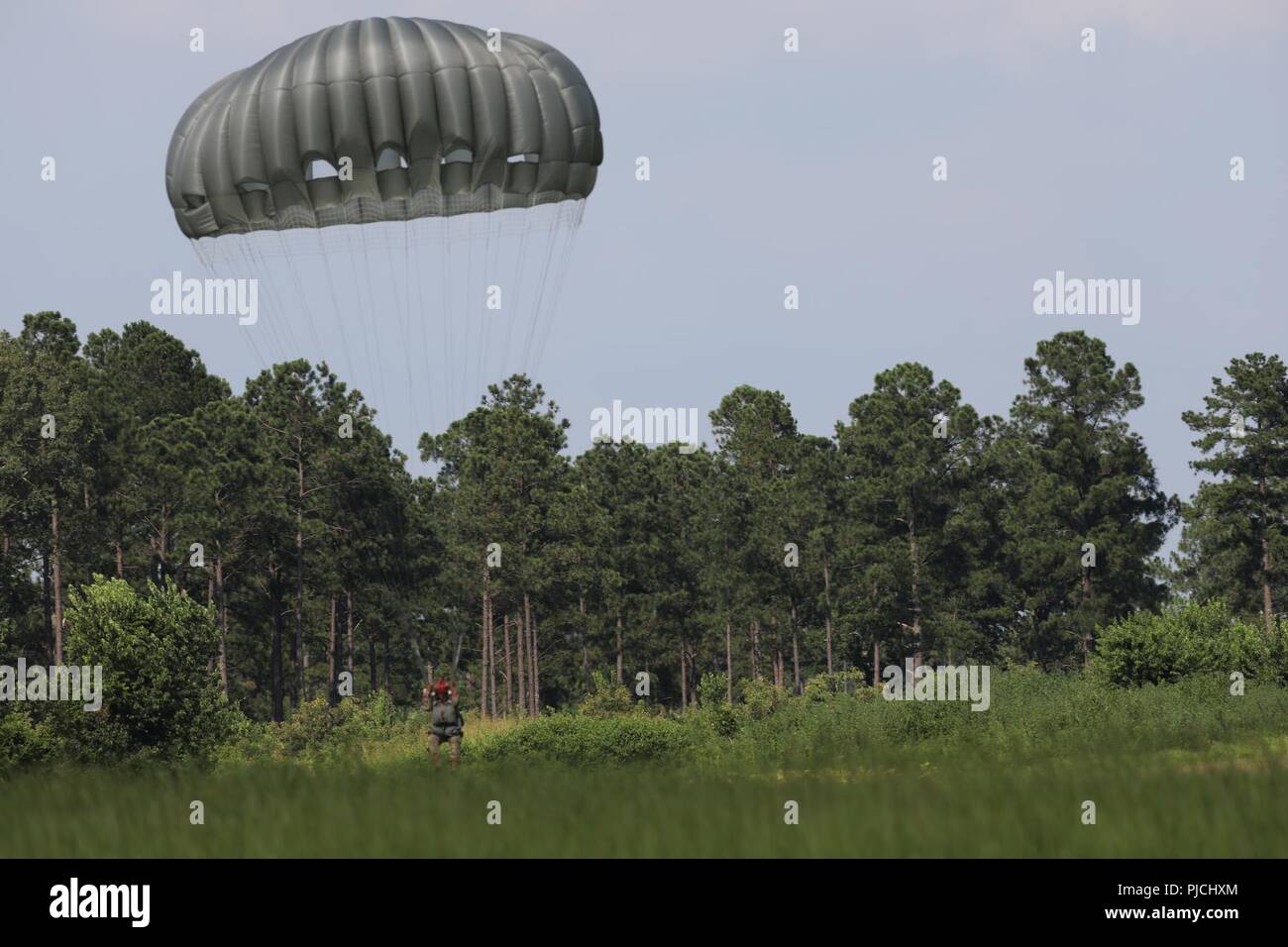 U.S. Army Paratrooper prepares to land on Preston Drop Zone, Fort ...