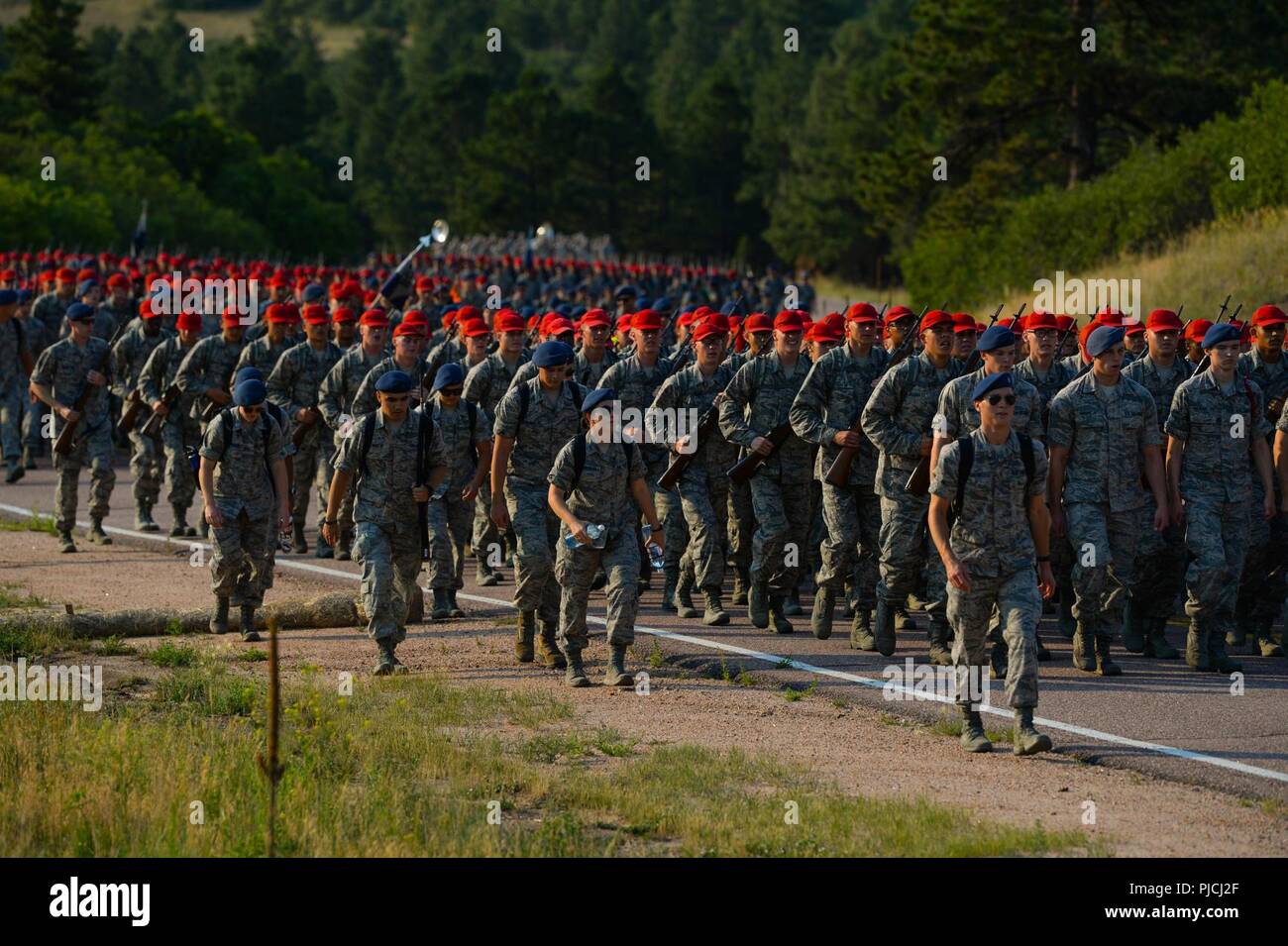 U.S. Air Force Academy -- Basic Cadet trainees march out to Jacks ...