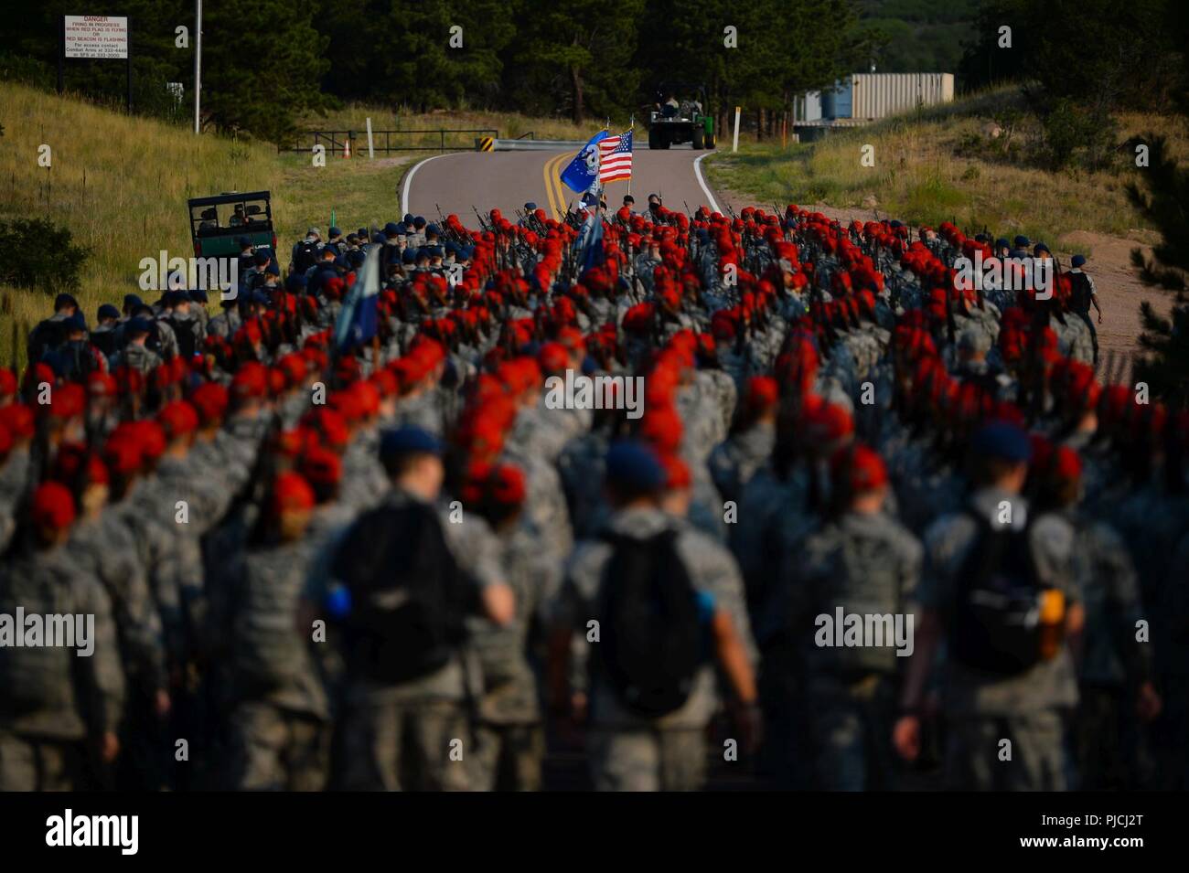 U.S. Air Force Academy -- Basic Cadet trainees march out to Jacks ...
