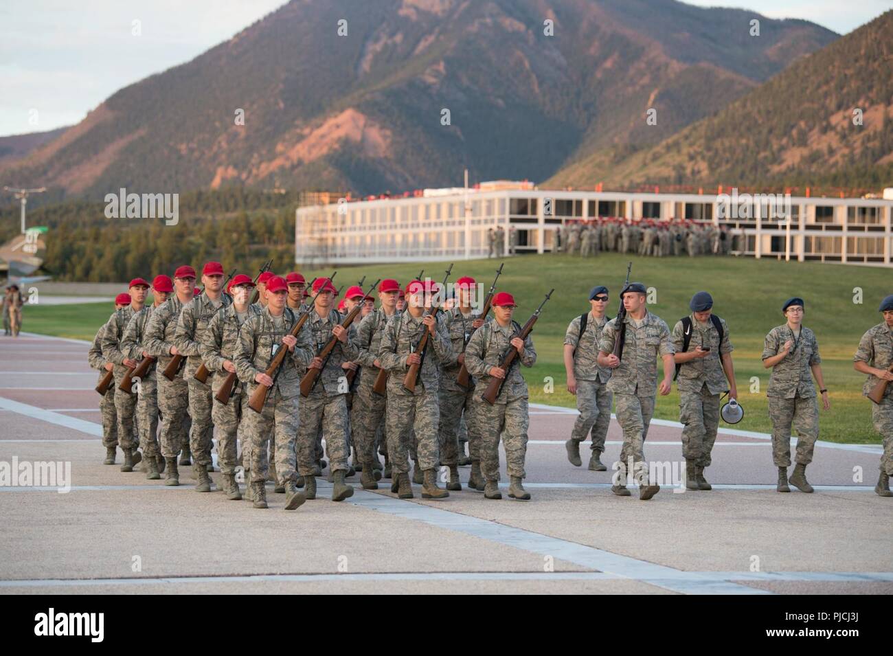 U.S. Air Force Academy -- Basic Cadet trainees march out to Jacks ...