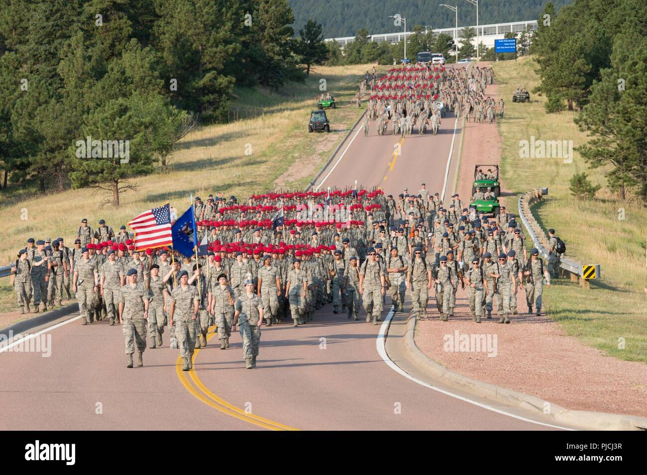 U.S. Air Force Academy -- Basic Cadet trainees march out to Jacks ...