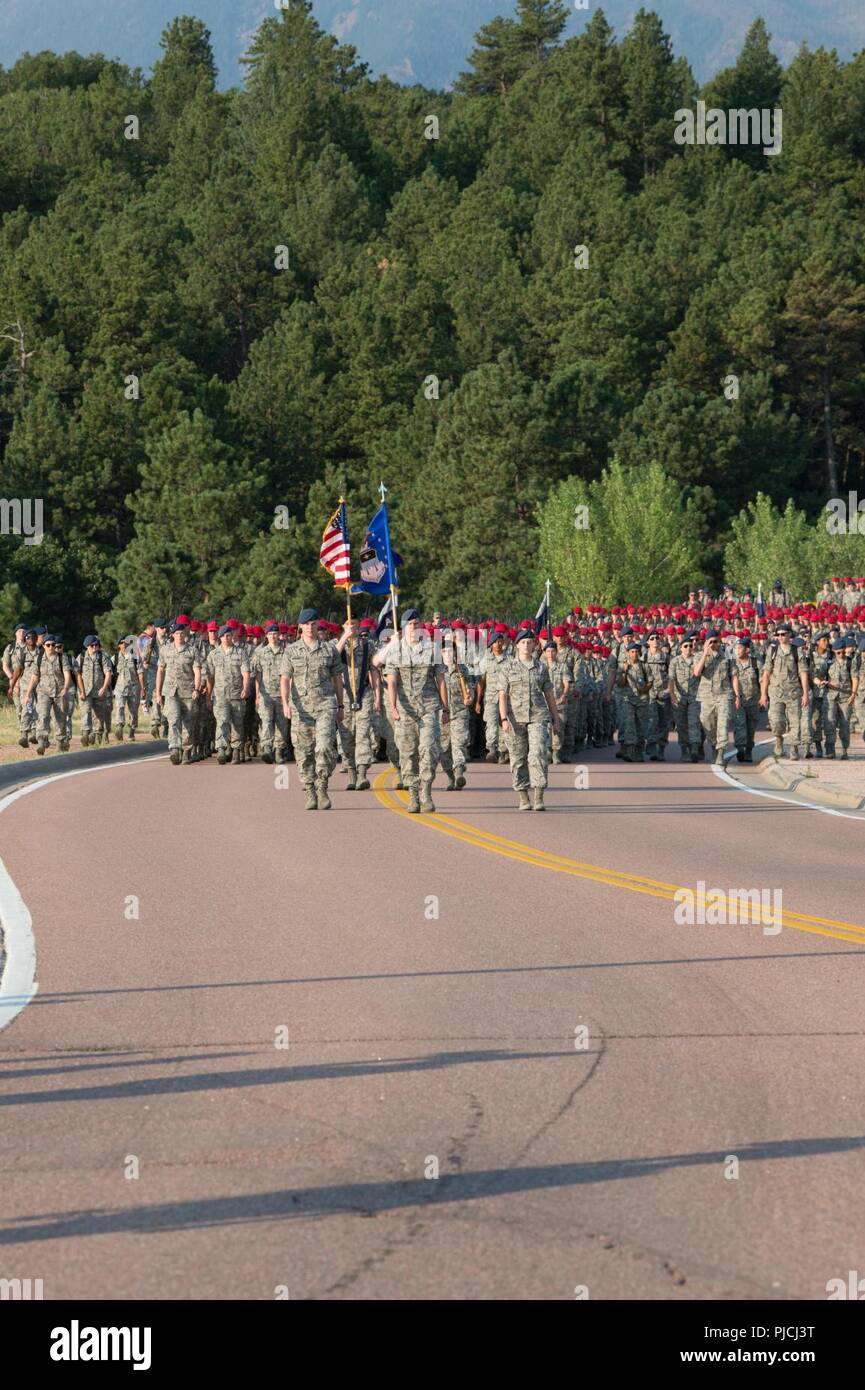 U.S. Air Force Academy -- Basic Cadet trainees march out to Jacks ...