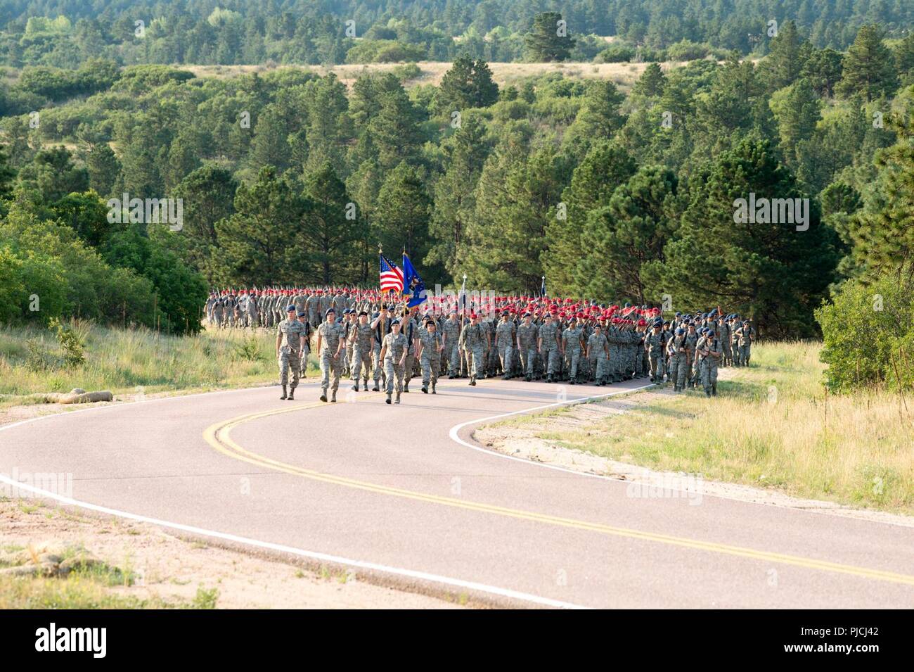 U.S. Air Force Academy -- Basic Cadet trainees march out to Jacks ...