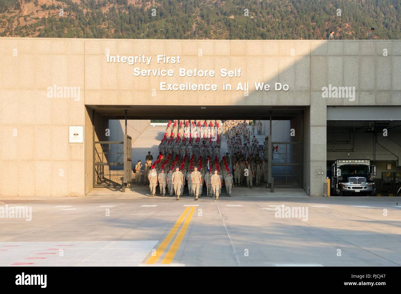 U.S. Air Force Academy -- Basic Cadet trainees march out to Jacks ...