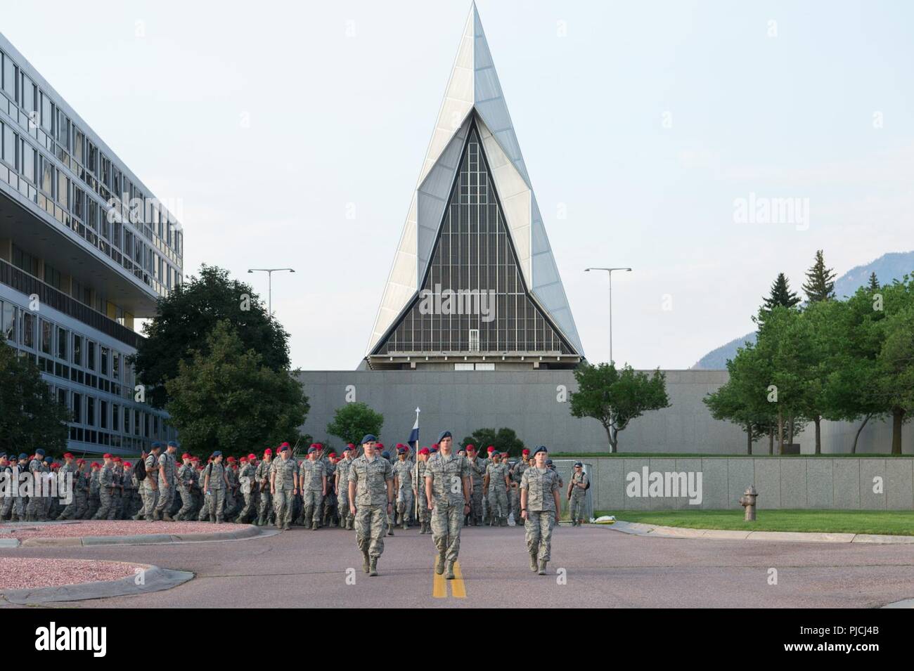 U.S. Air Force Academy -- Basic Cadet trainees march out to Jacks ...