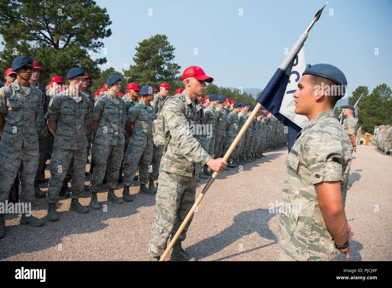 U.S. Air Force Academy -- Basic Cadet trainees march out to Jacks ...