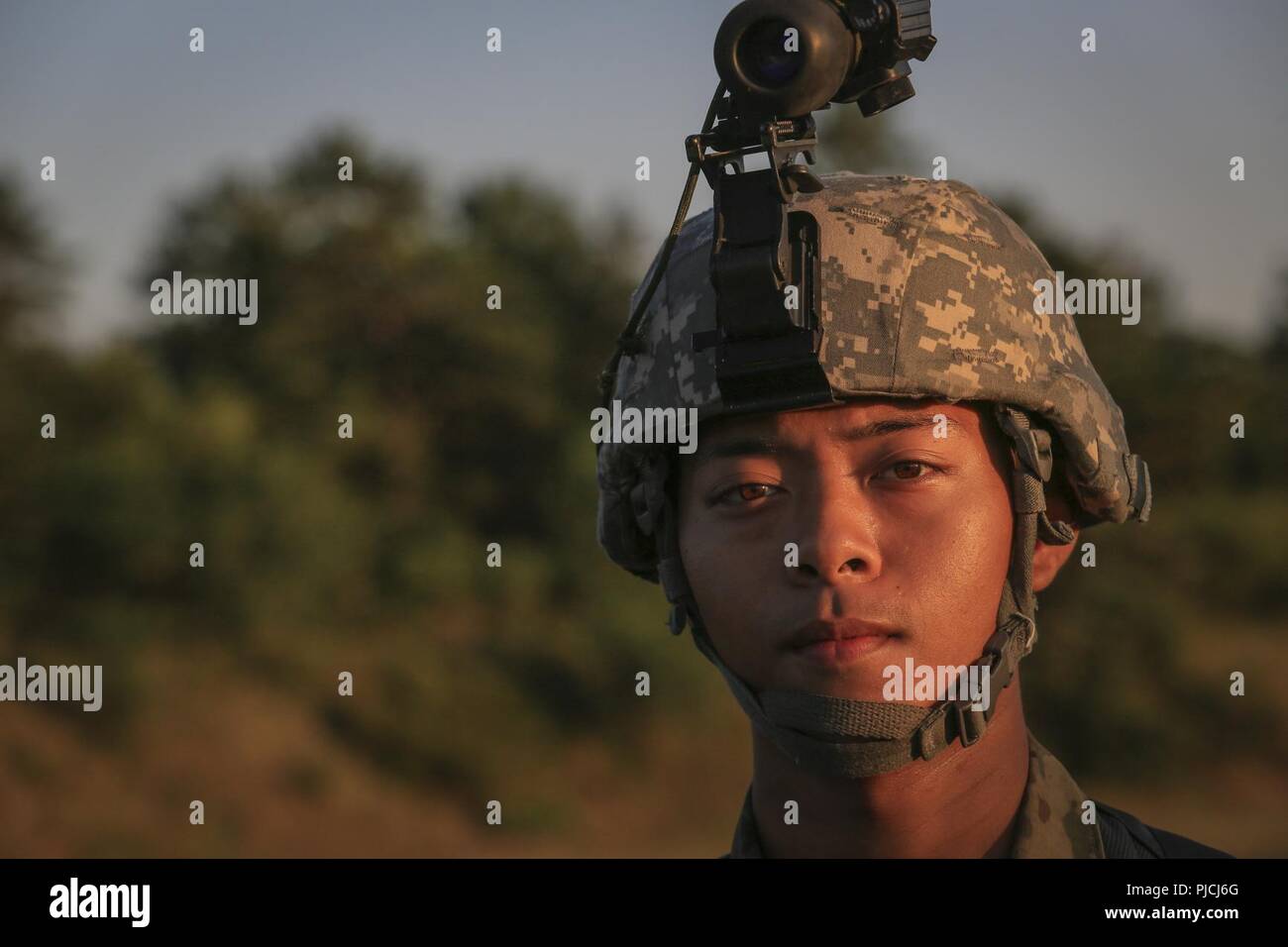 U.S. Army National Guard Pvt. Angelo Ballestamon from Charlie Company ...