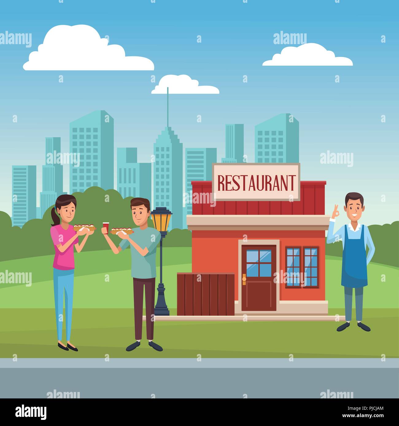 Owner restaurant Stock Vector Images - Alamy