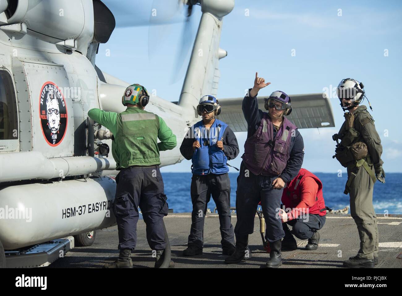 At Sea (July 22, 2018) Sailors aboard guided-missile destroyer USS ...