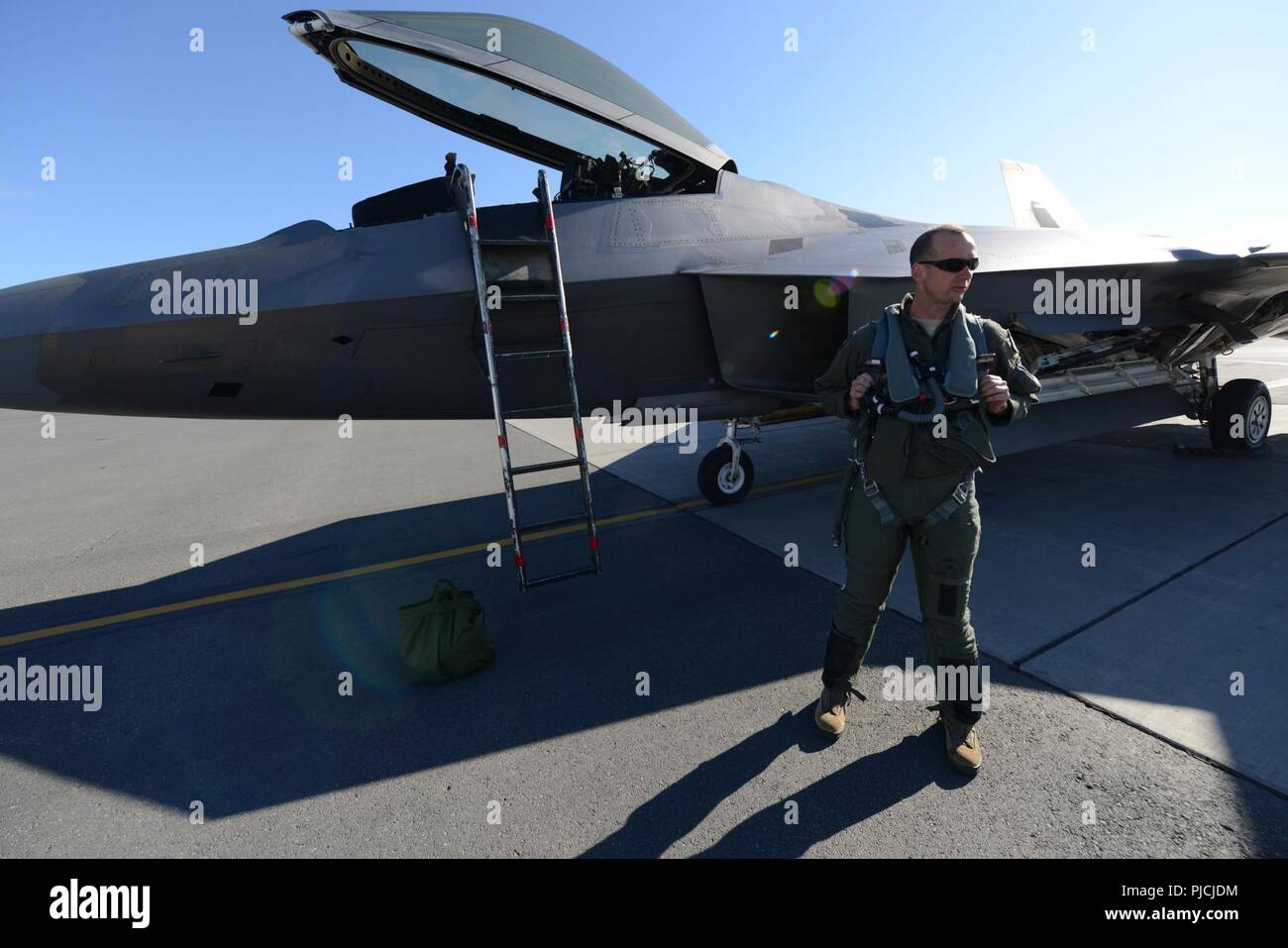 U.S. Air Force Col. Christopher J. Niemi, 3rd Wing commander, prepares ...