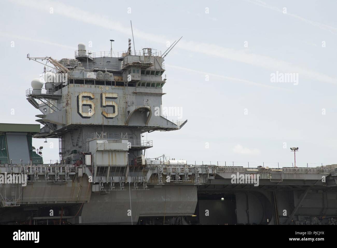 NEWPORT NEWS, Va. (July 15, 2018) -- USS Enterprise (CVN 65) sits ...